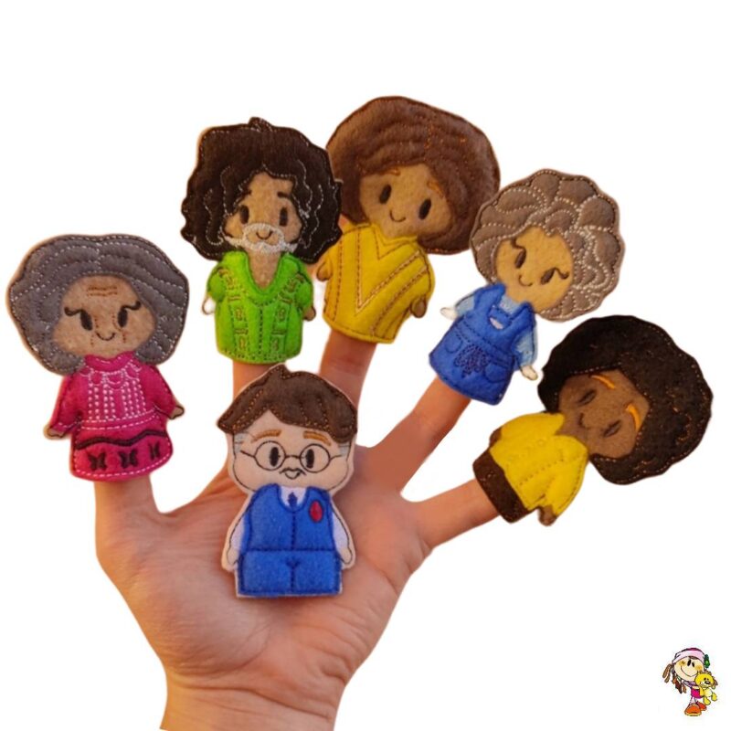 Set x6 títeres de dedo «Familia madrigal» - Olis Place Peluches