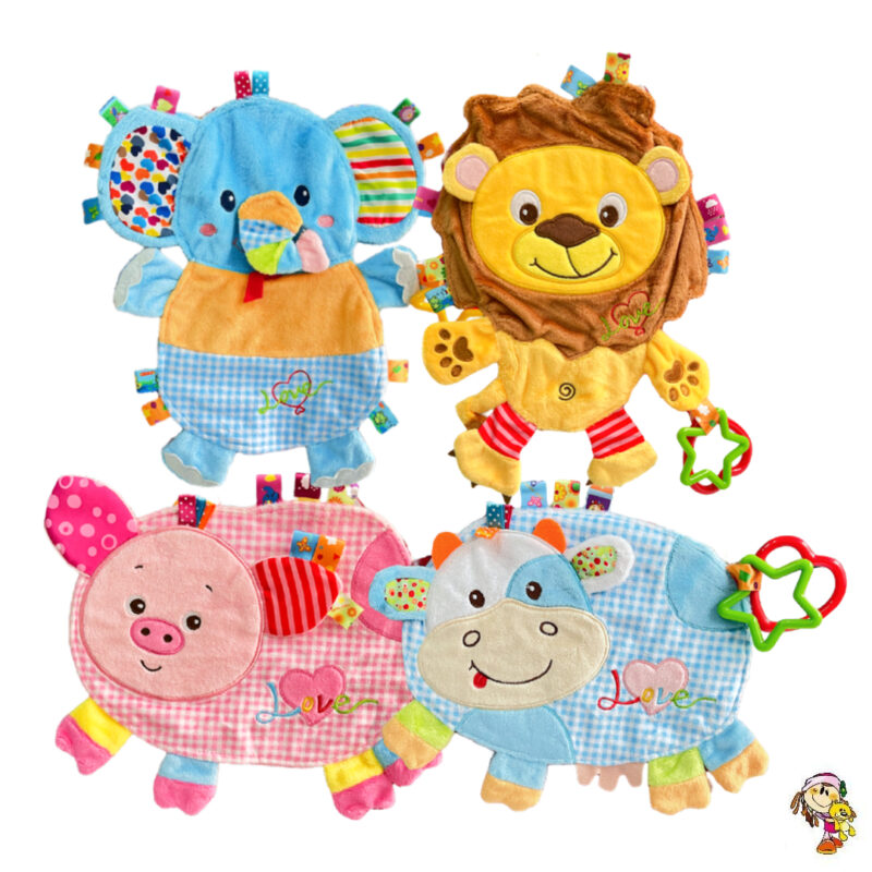 Manta De Apego Animales Coloridos Trapito 29 cm - Olis Place Peluches