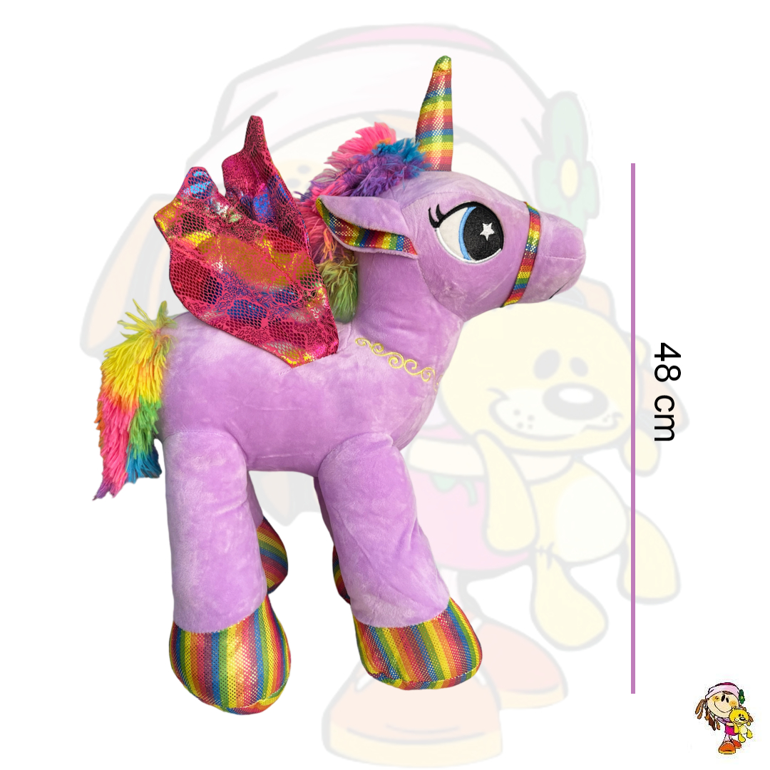 Unicornio De Peluche Alas Multicolor Parado 4 colores 48 cm - Olis ...